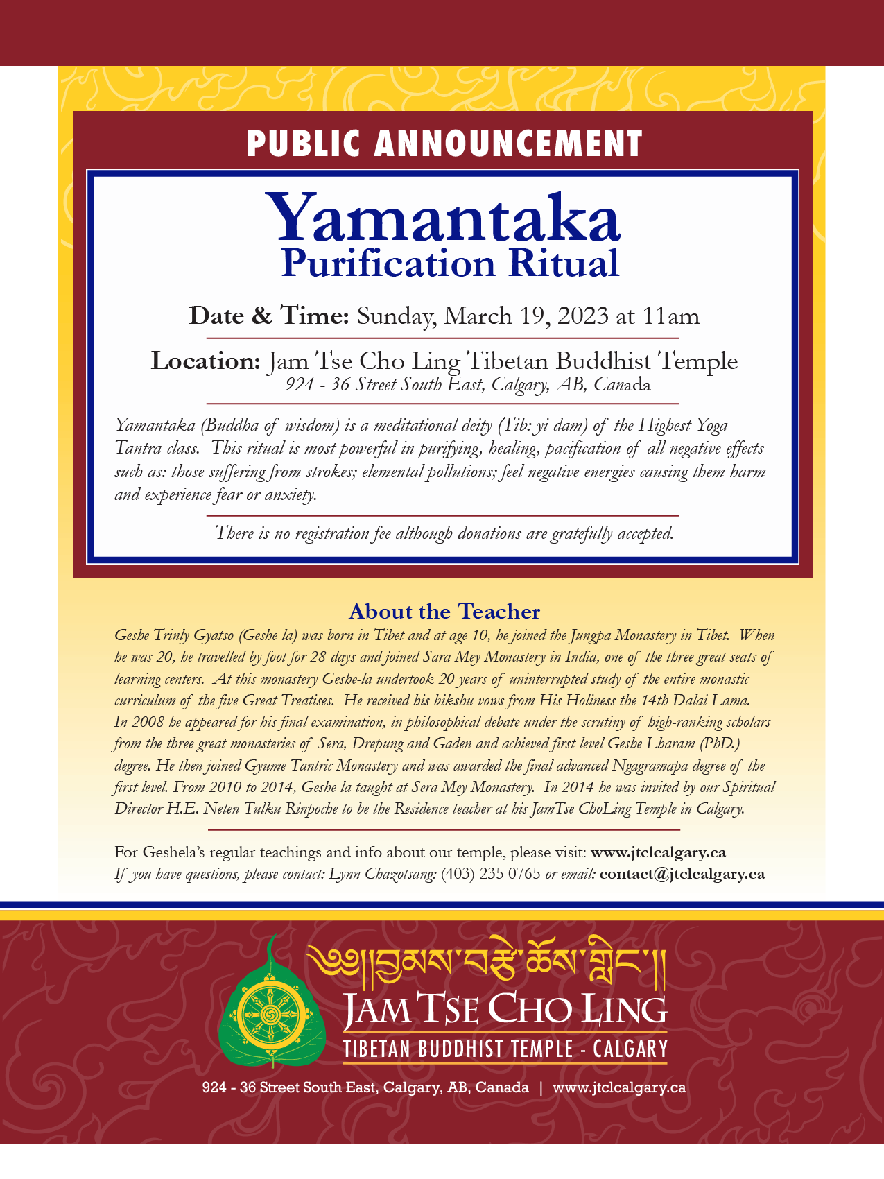 Yamantaka Purification Ritual March 19 – Jam Tse Cho Ling Tibetan ...
